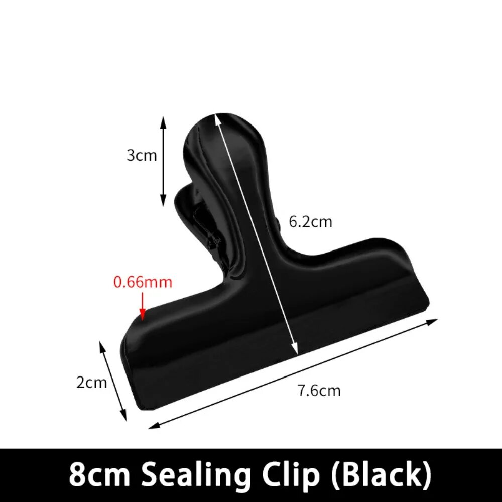 Металлические зажимы для бумаги из нержавеющей стали Черный, 8cm Seal Clip 02