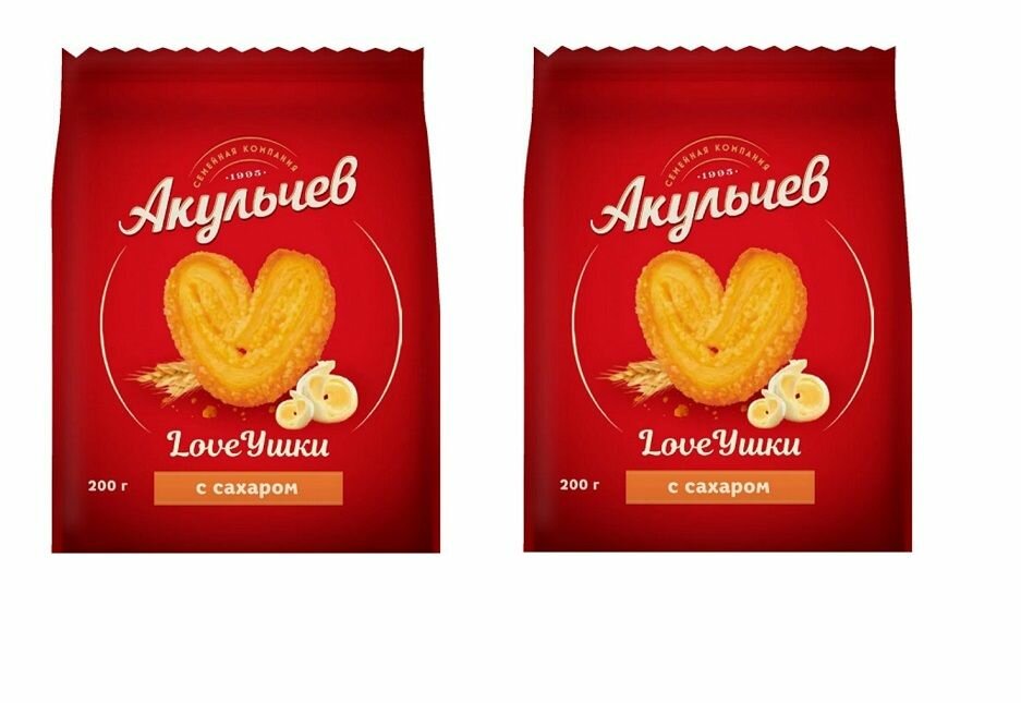 Акульчев хлебобулочные сдобные, слойка, LoveУшкии,200г, 2 шт
