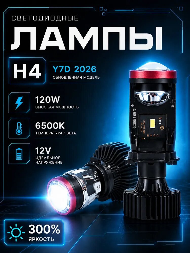 Лед лампы h4 с линзой , мини линзы h4