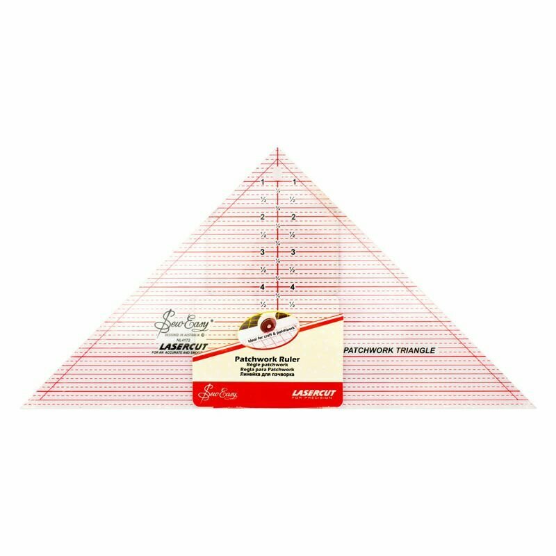 Линейка-треугольник HEMLINE SewEasy, с углом 90°, градация в дюймах, 7,5х15", прозрачная с красно-черной разметкой