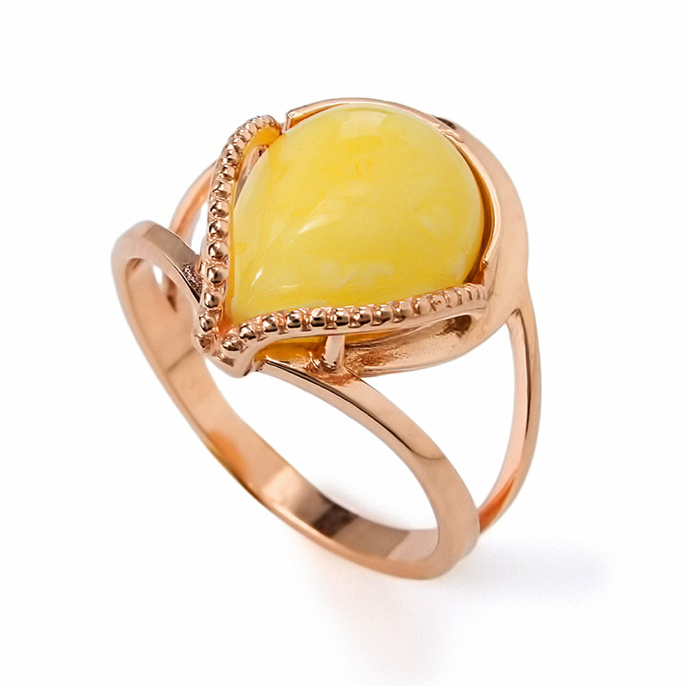 Кольцо Amberprofi, серебро, 925 проба, родирование, янтарь