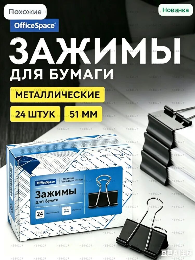 Зажим для бумаги 51 мм, 24 шт.