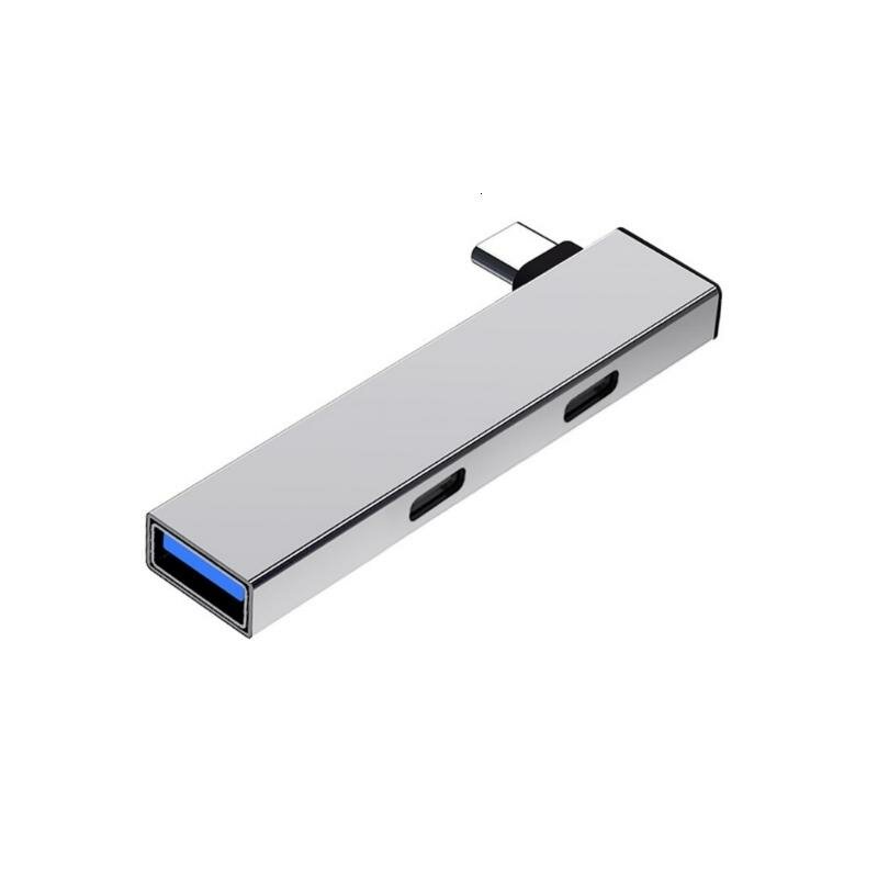 Алюминиевый USB-C хаб 2×Type-C + USB, Серебро