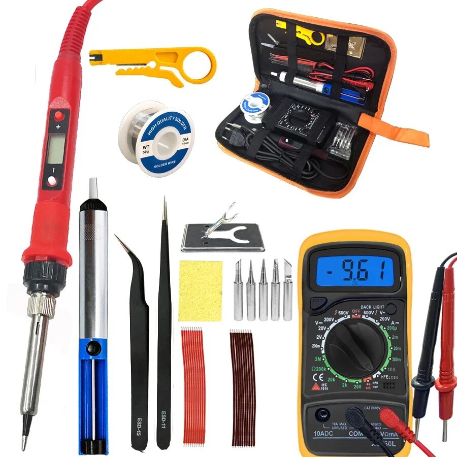 Цифровой паяльник Lefavor 80 Вт 220В/110В 220V EU plug, 80W red set 2