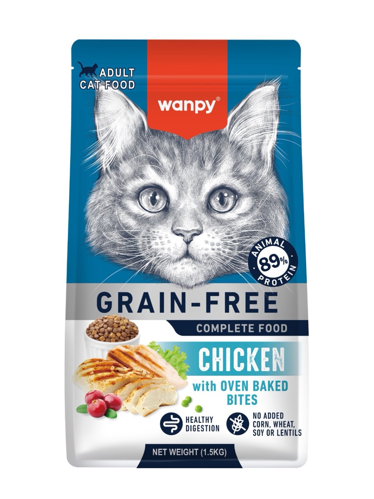 Сухой корм для взрослых кошек Wanpy Cat беззерновой с курицей 1,5 кг