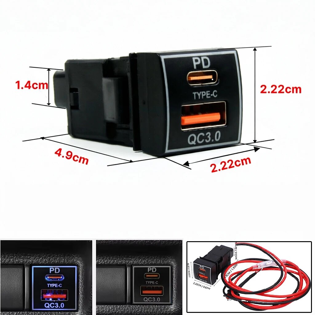 Автомобильное зарядное устройство QC3.0 USB TYPE-C, быстрое зарядное устройство для телефона, TS-07