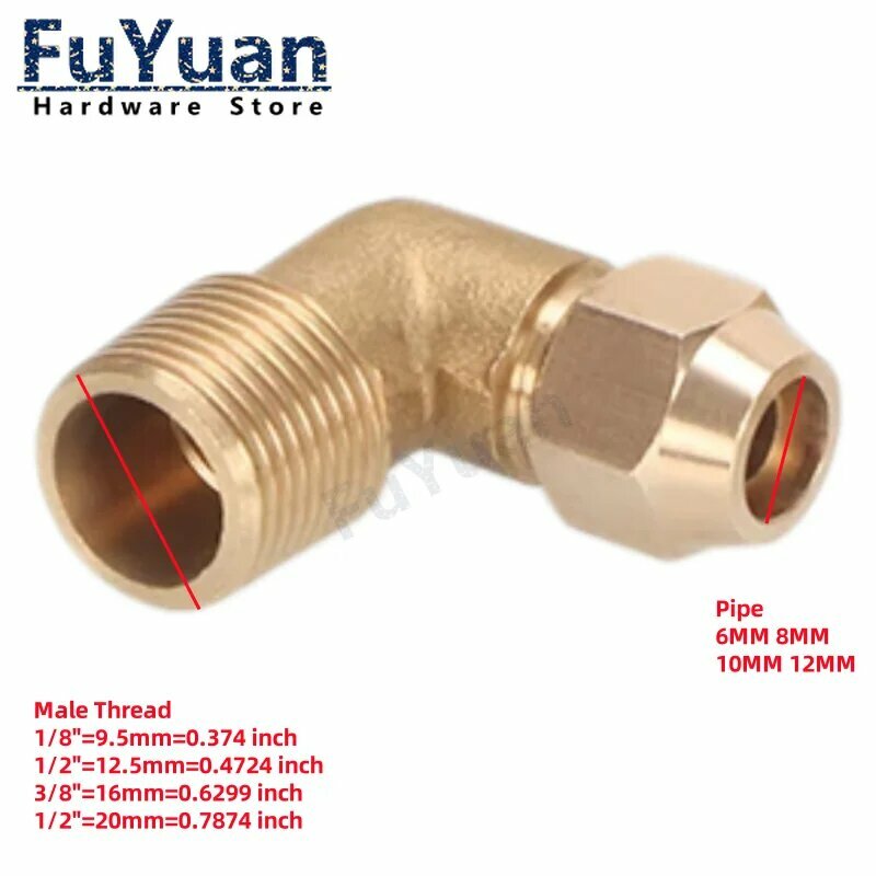 Медные прямые фитинги-отводы 1/8, 1/4, 3/8, 1/2 дюйма 8mm-3I8, PLK