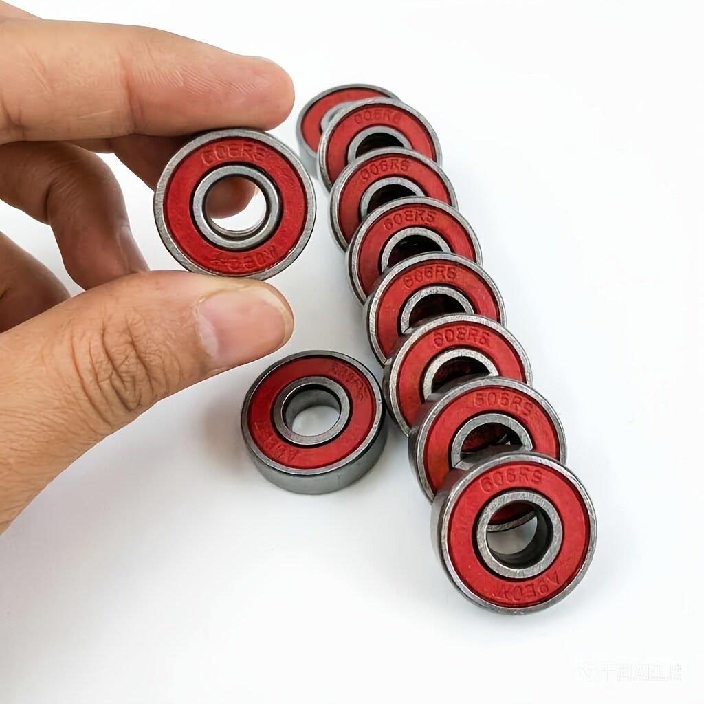 Подшипники для скейтборда 608RS 8x22x7mm, 10 штук, красные, с двойным резиновым уплотнением
