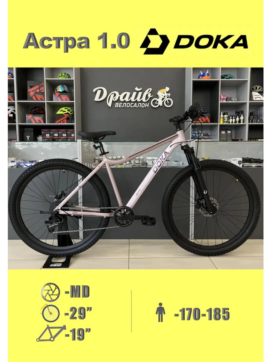 Велосипед взрослый женский 29" Астра 1.0, алюминиевая рама, горный 8 скоростей, на рост 170-185 см