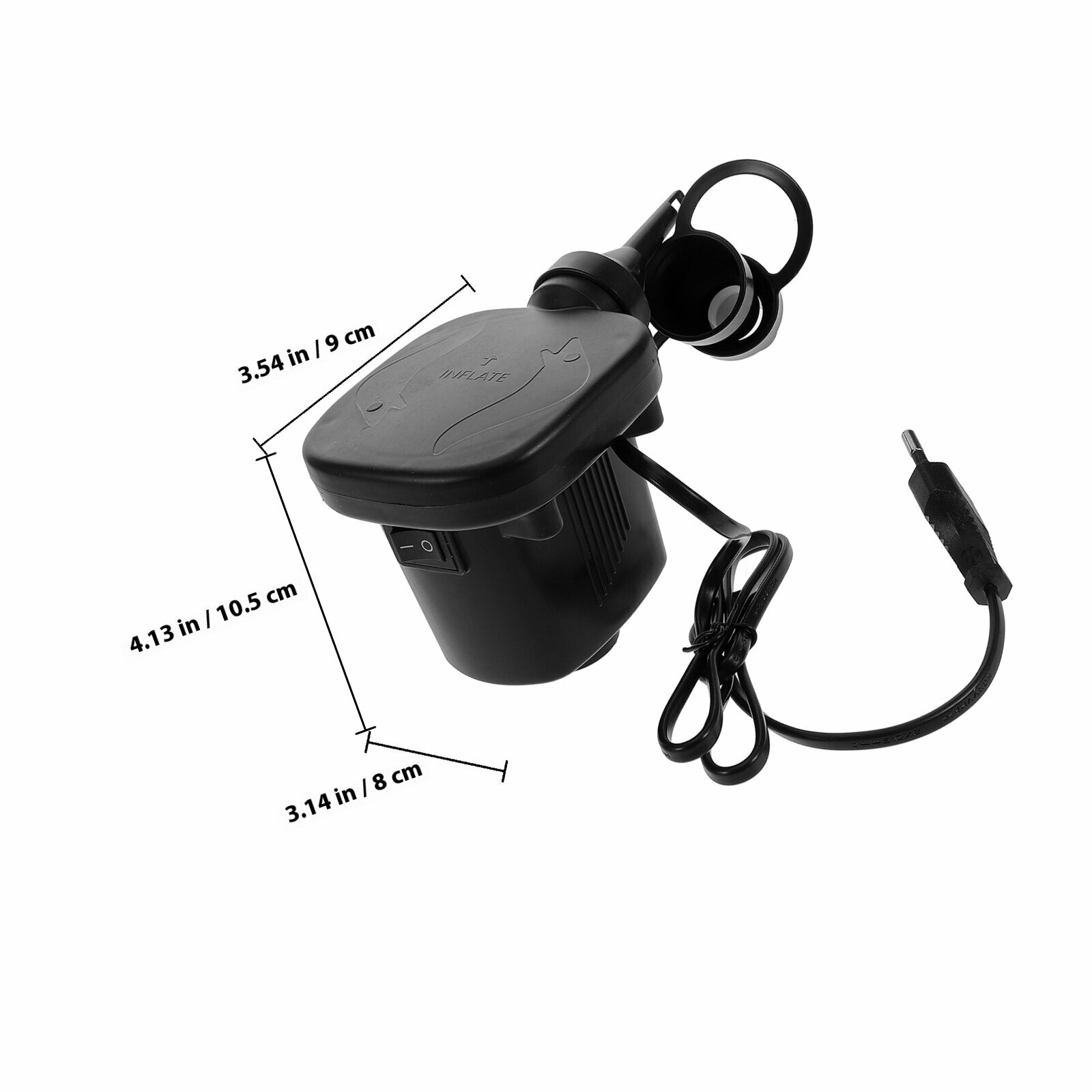 Черный электрический насос для шин и надувных изделий с евро вилкой