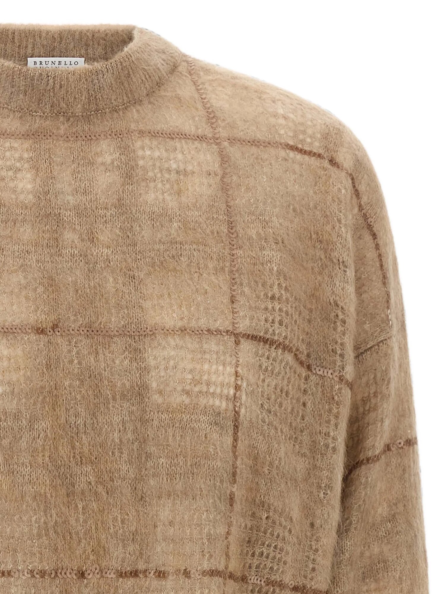 Свитер BRUNELLO CUCINELLI Sequin-check sweater, размер 38 — фото 1