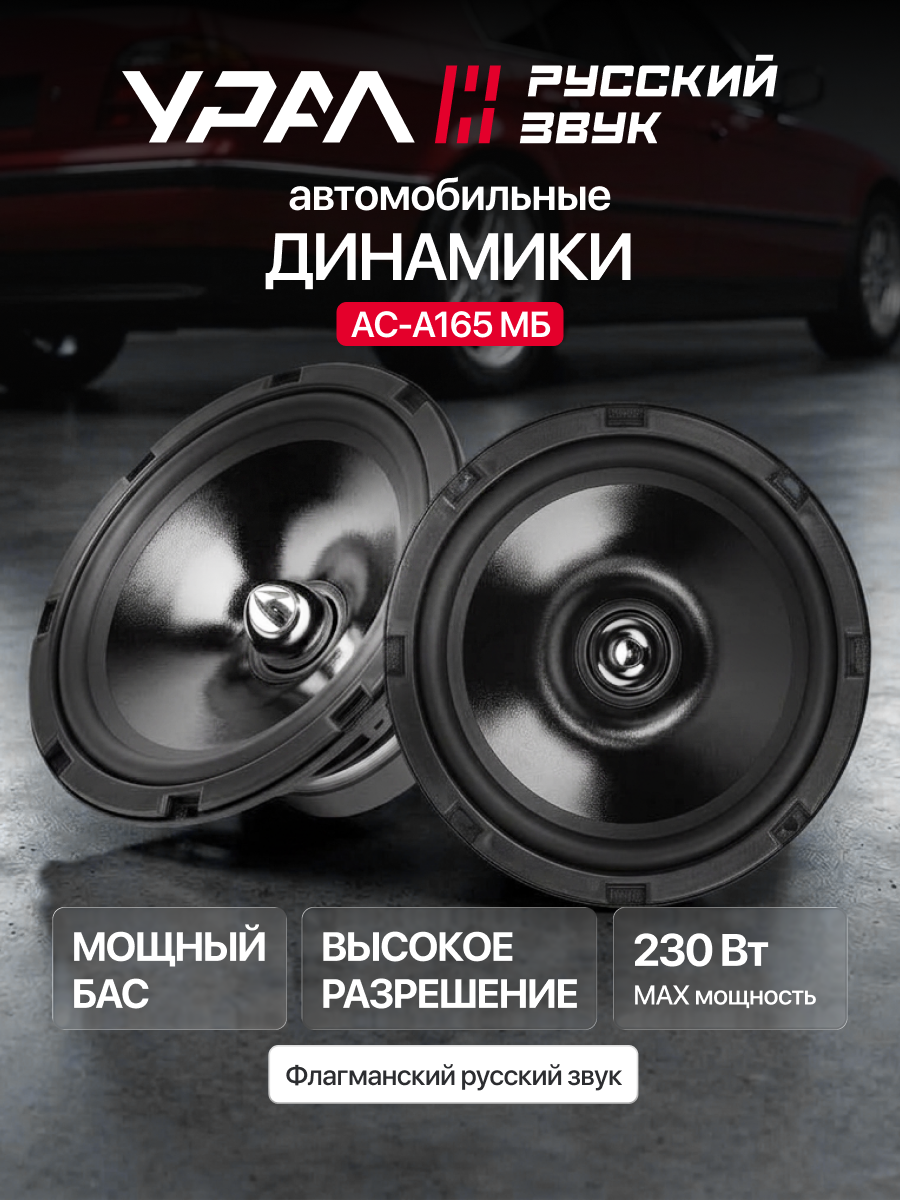 Колонки автомобильные Урал Авангард АС-А165МБ, 110Вт, 8500Гц, 4Ом, 93дБ, черная