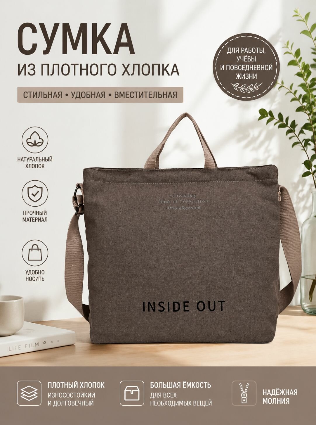 Сумка шоппер, на плечо на каждый день