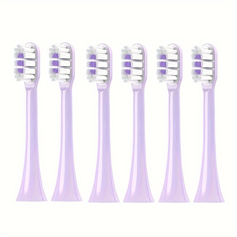 Сменные насадки для электрической зубной щетки, 6 штук, фиолетовые (Clean Purple), совместимые с моделями X3/X3U/X3Pro/X5/D2/D3/V1/X1