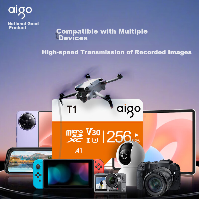 Aigo 256GB TF MicroSD карта памяти U3 A1 V30 4K для видеорегистраторов и камер наблюдения 100 МБ/с скорость чтения