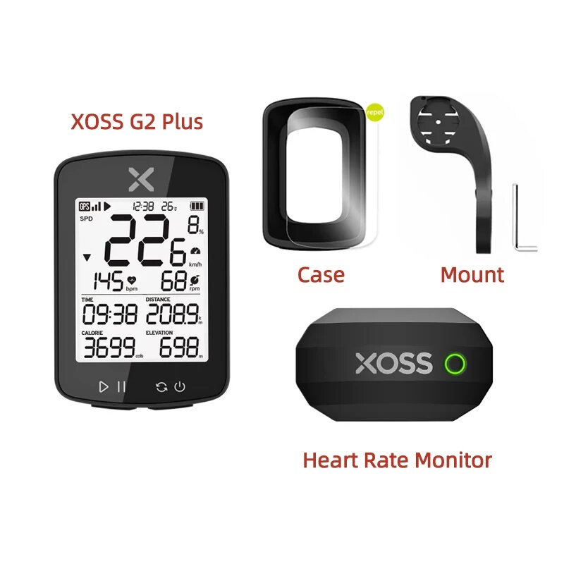 Велокомпьютер XOSS G2+ Черный, G2 Plus Set 4