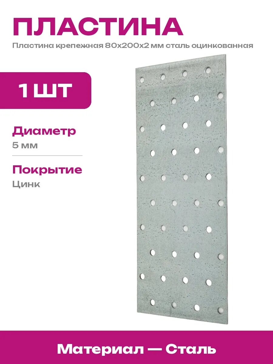 Пластина крепежная оцинкованная соединительная для бруса