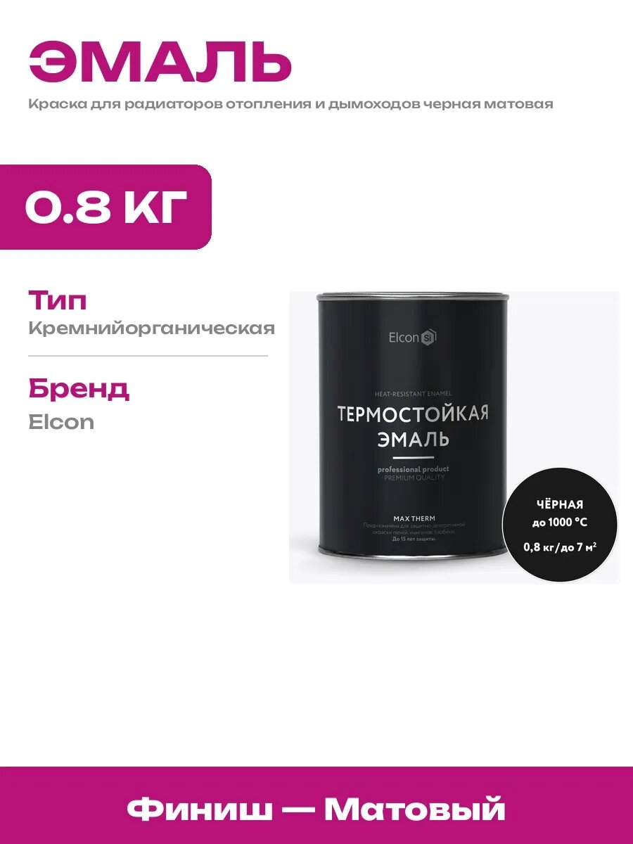 Черная термостойкая эмаль для печей и мангалов по металлу 1к