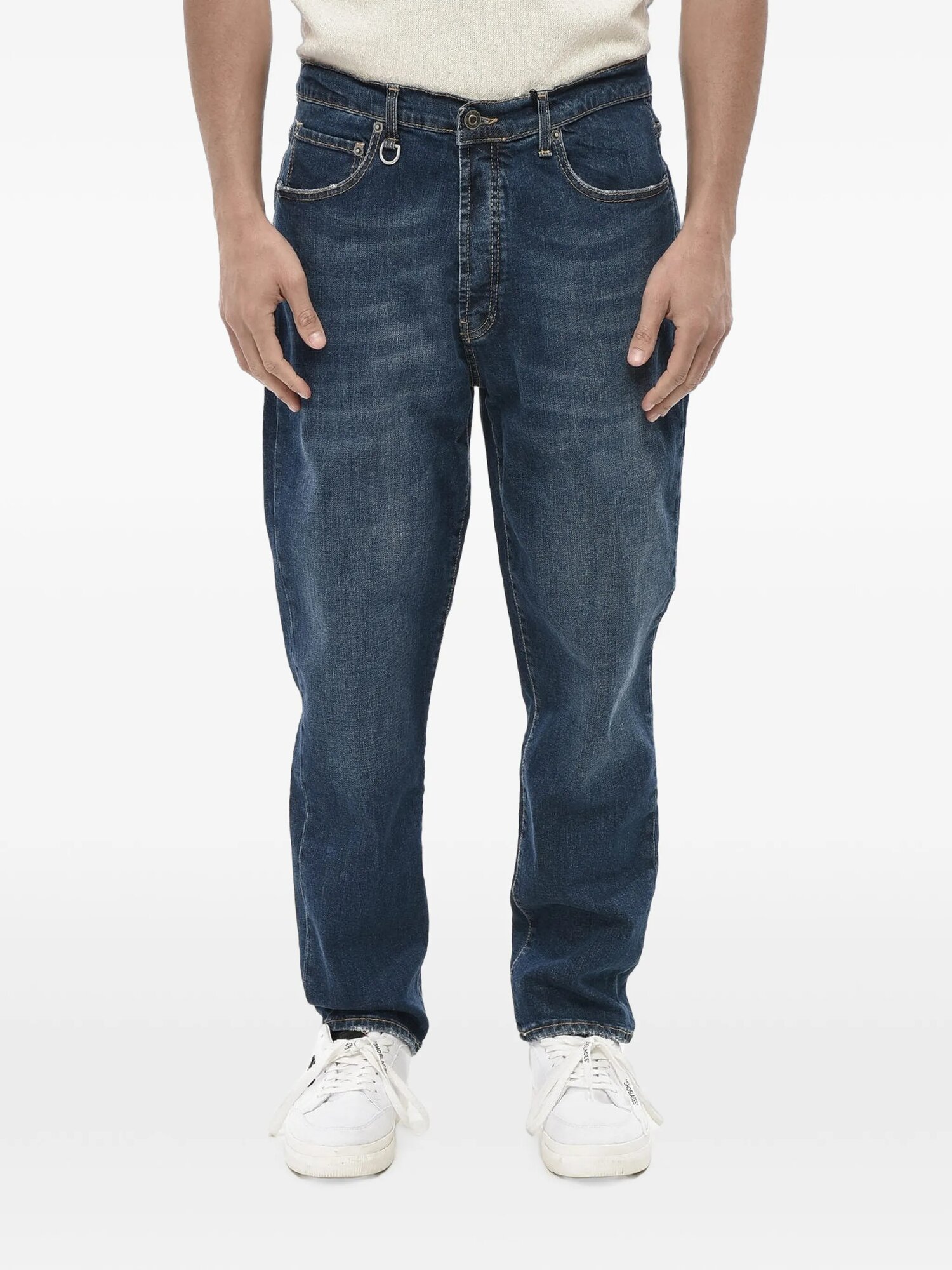 Джинсы Leather-patch whiskered jeans 
