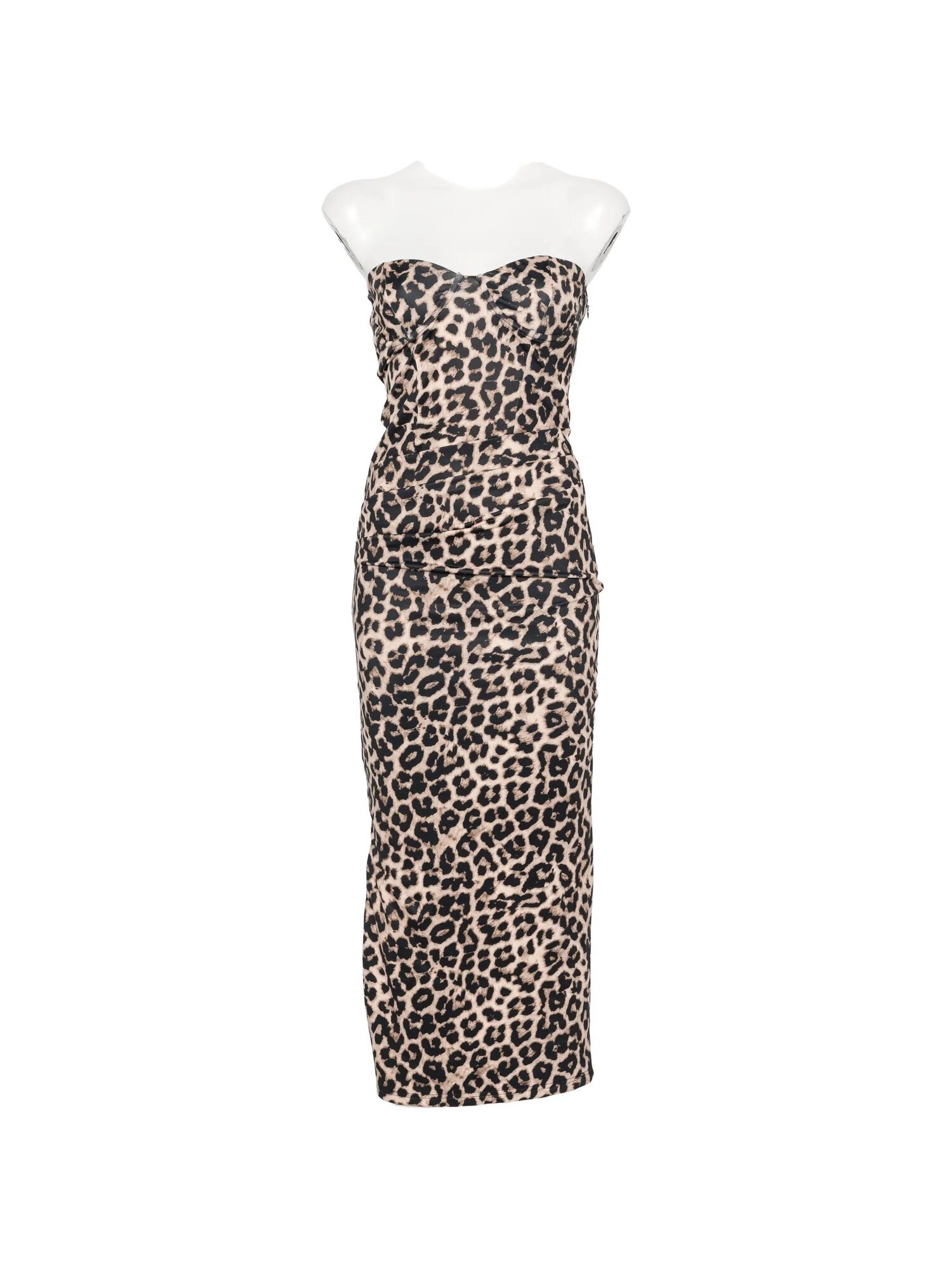 Платье TWENTY FOURHAITCH Leopard-print strapless midi dress