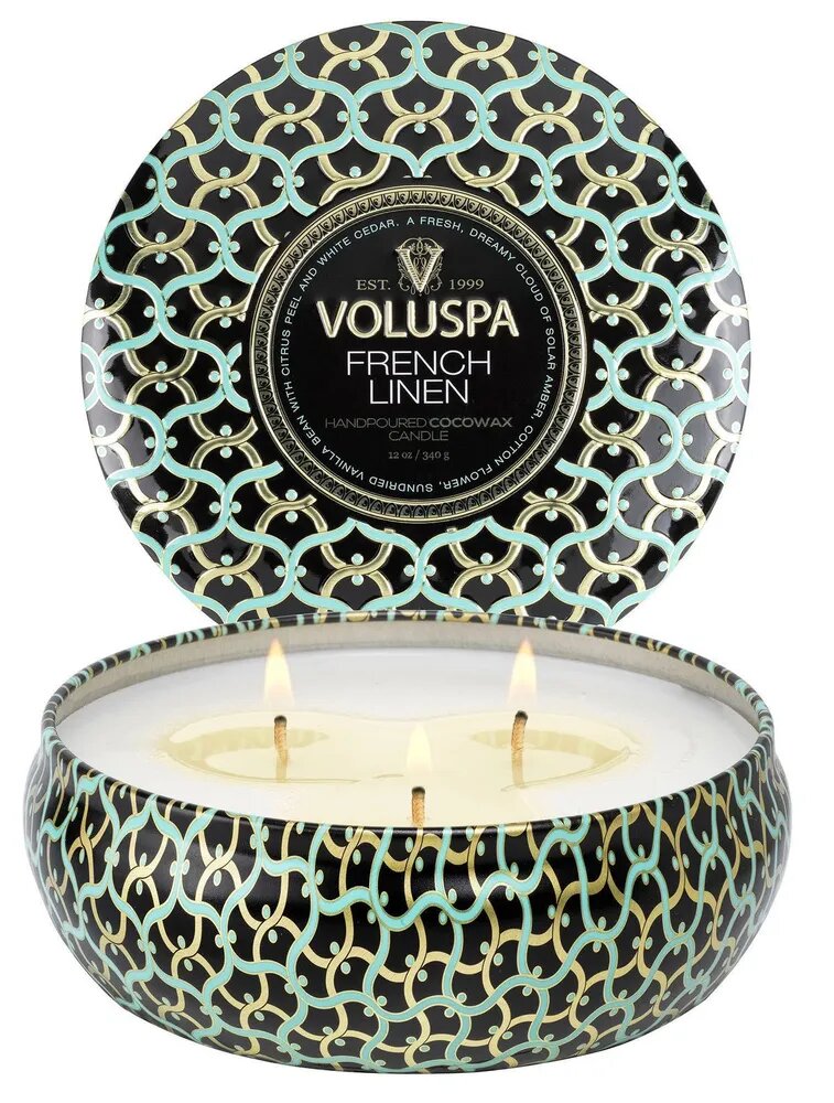 VOLUSPA FRENCH LINEN Ароматическая свеча 1 шт 12 oz/340 g черный