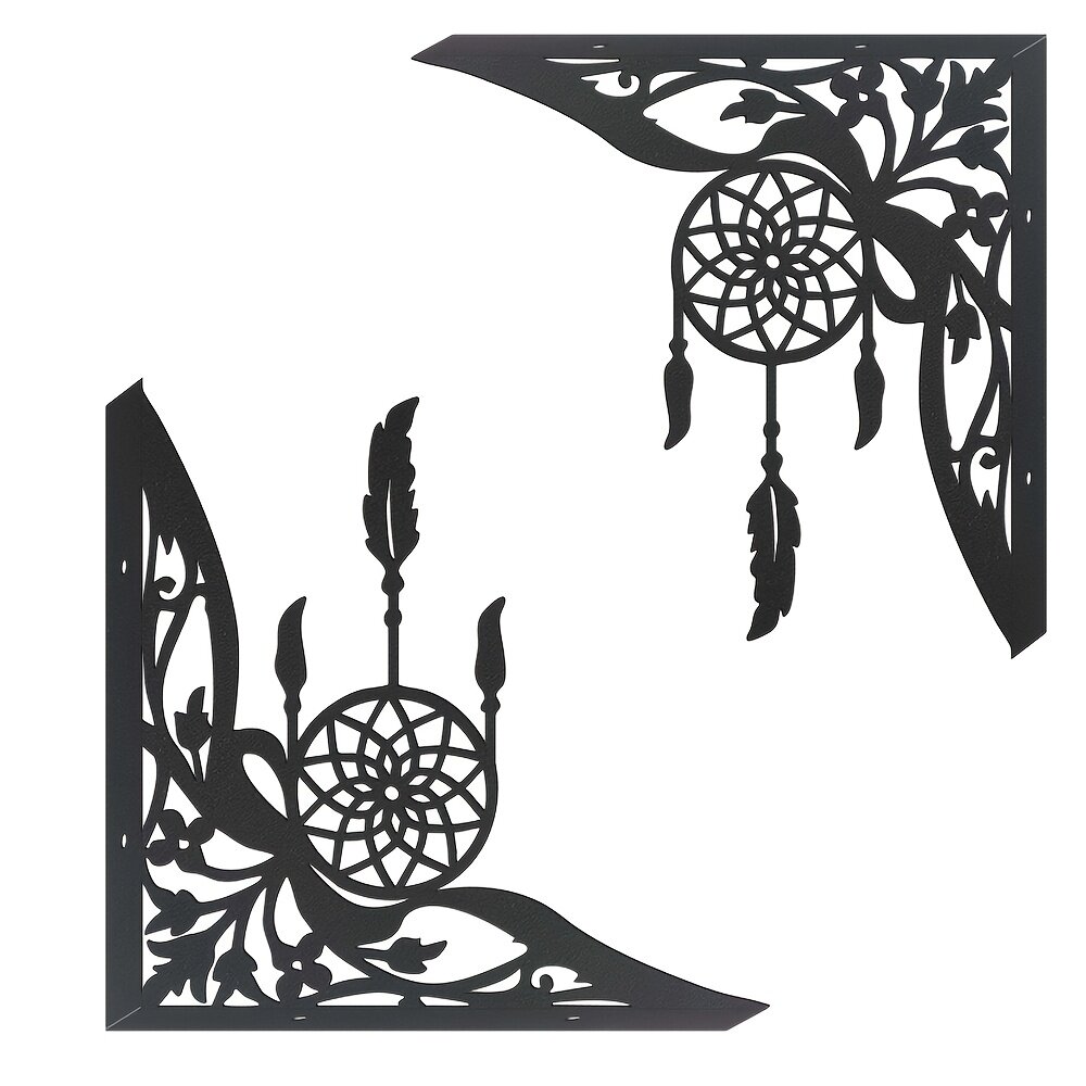 Полка металлическая Dreamcatcher 2 шт. с L-образным кронштейном, настенная, для кухни, ванной, гостиной, спальни, балкона, модель W265