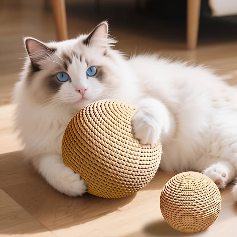Мяч для кошек синий, большой, со звуком, прочный, для игр в помещении и на улице, подходит для кошек разных размеров.