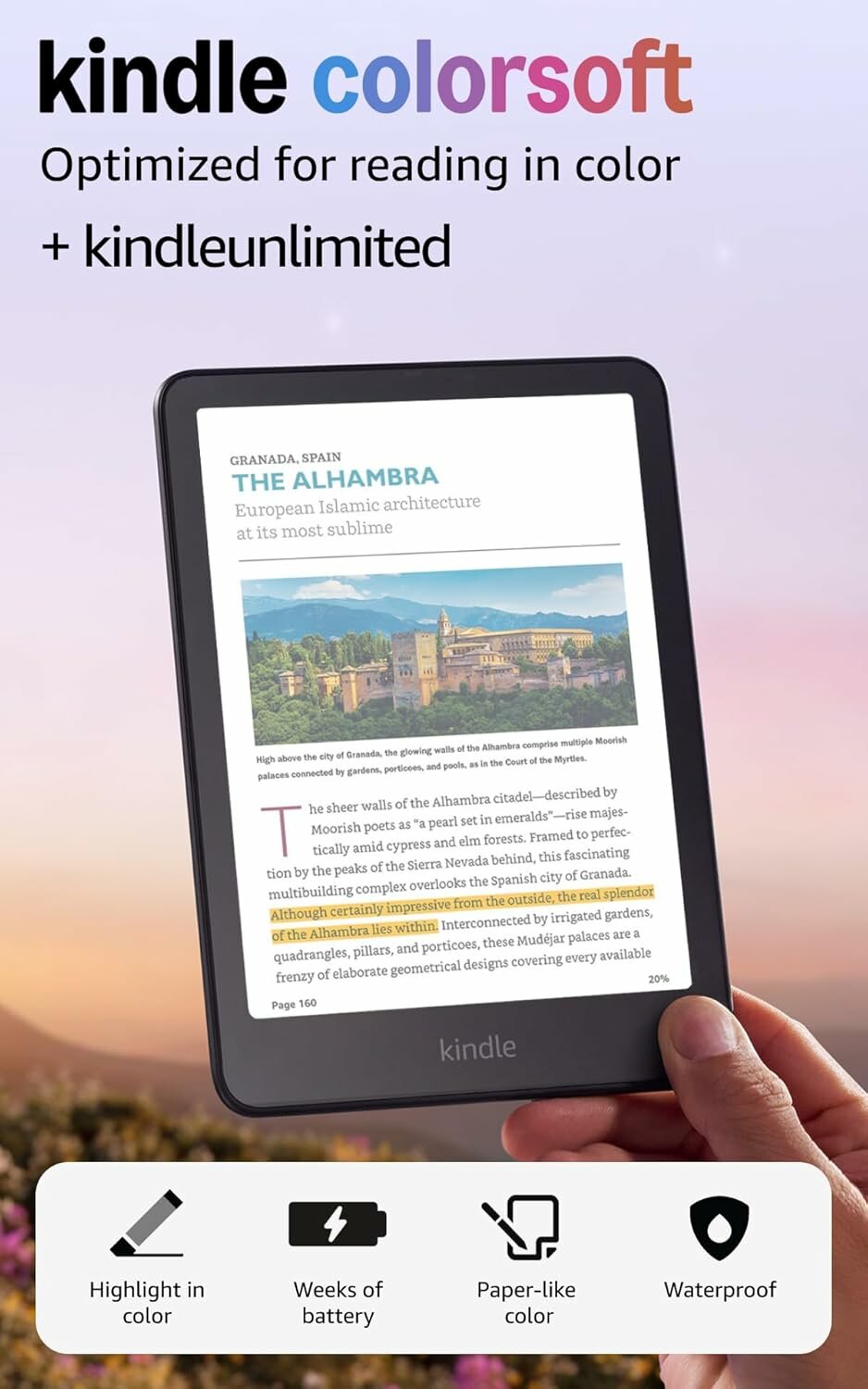 Электронная книга Amazon Kindle Colorsoft 16GB черный японская версия, цветной экран 7.05", IPX8 водозащита
