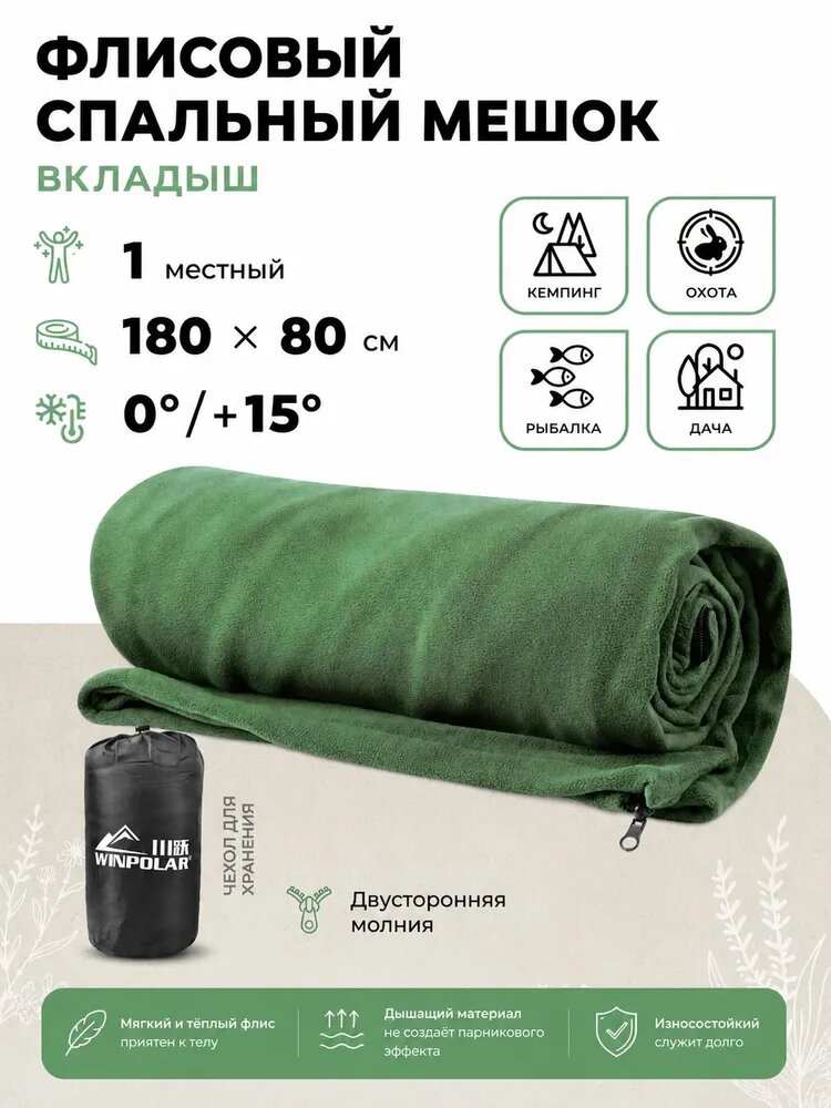 Вкладыш в спальный мешок флисовый, одеяло походное, спальный мешок флисовый,