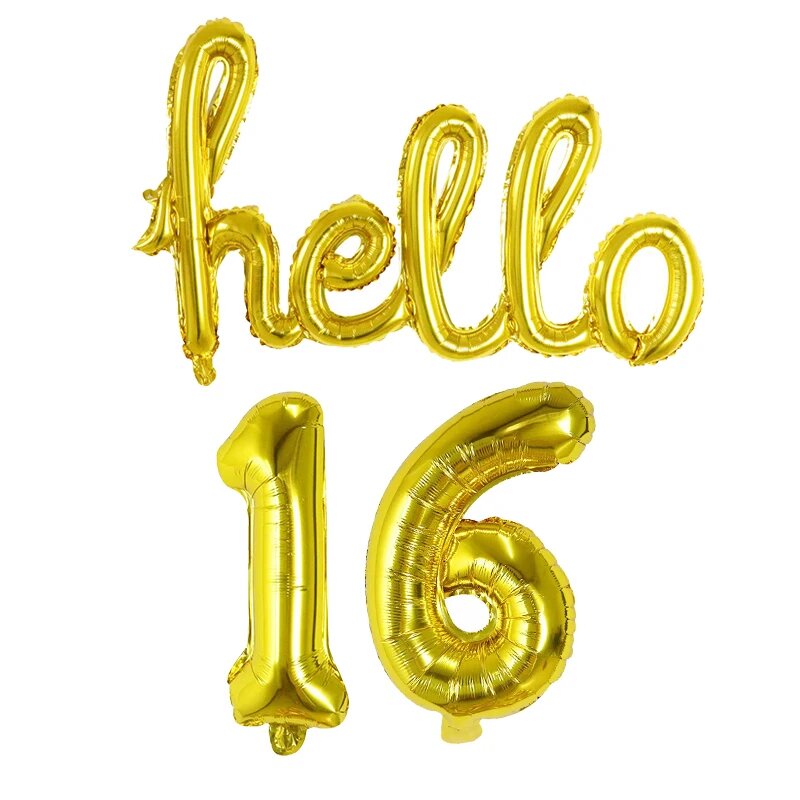 Фольгированные шары "Hello" Rold Gold Silver Желтый, hello 16