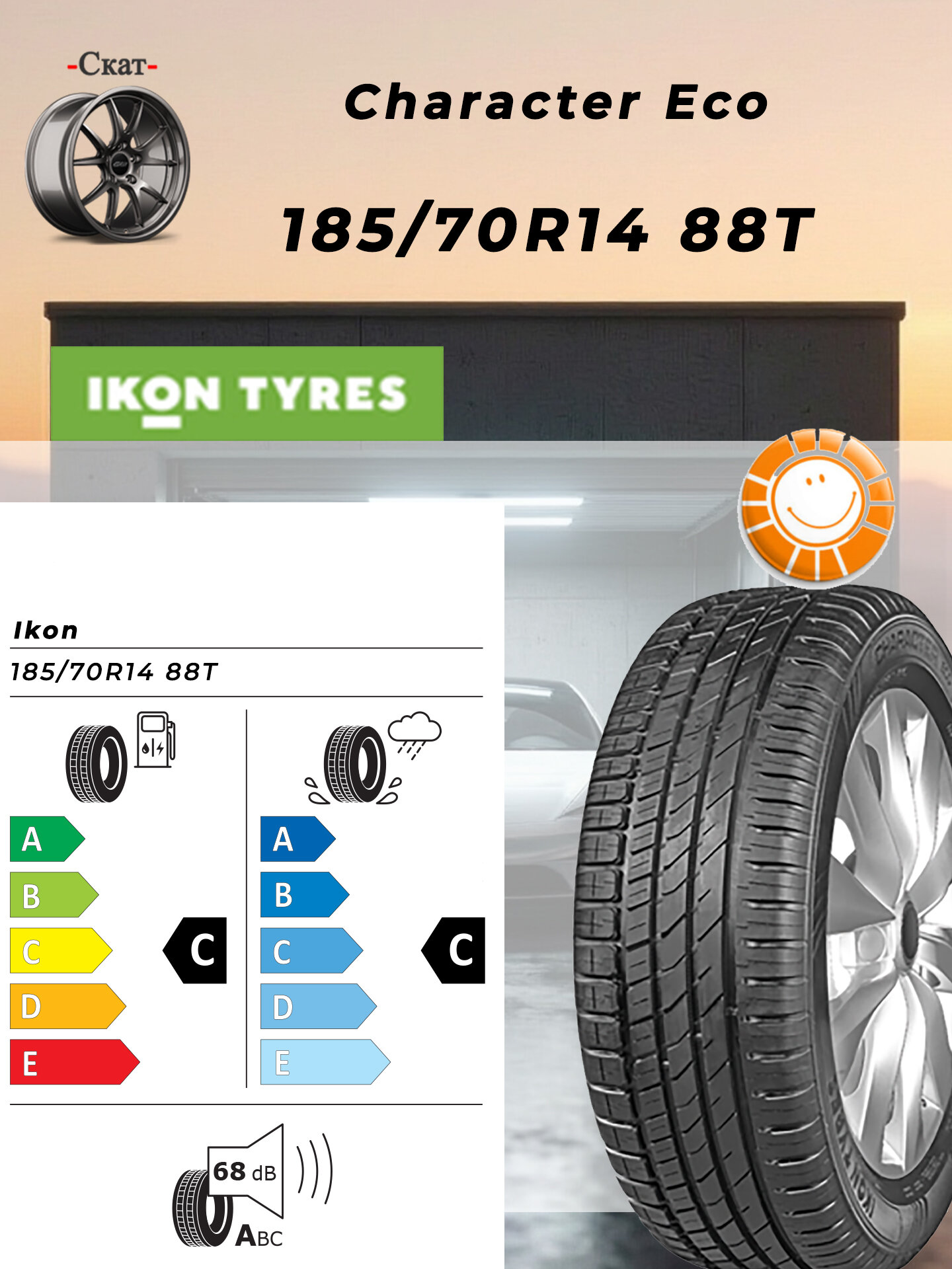 Летние автошины Ikon Tyres 185/70R14 88T Character Eco летняя