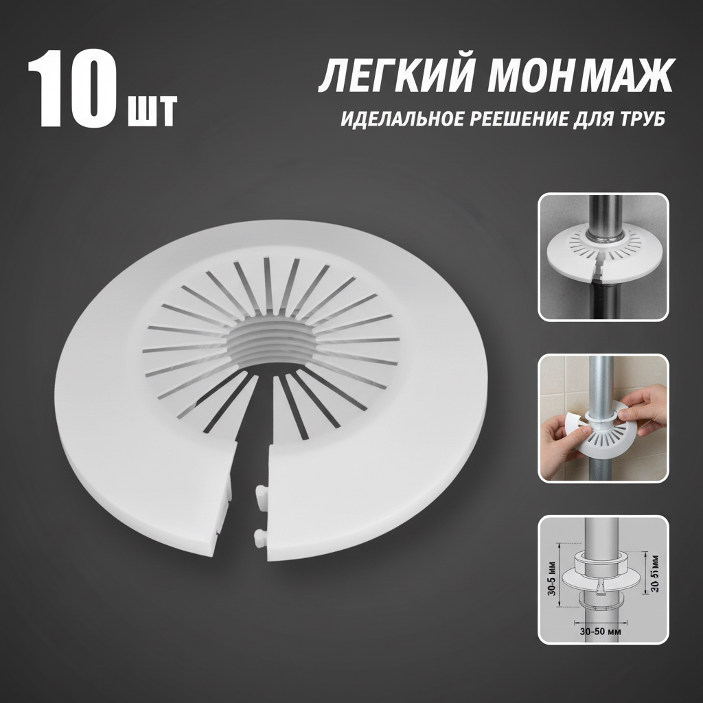 Aro estético para passagem de tubo 16 a 40 mm branco 10 unidades