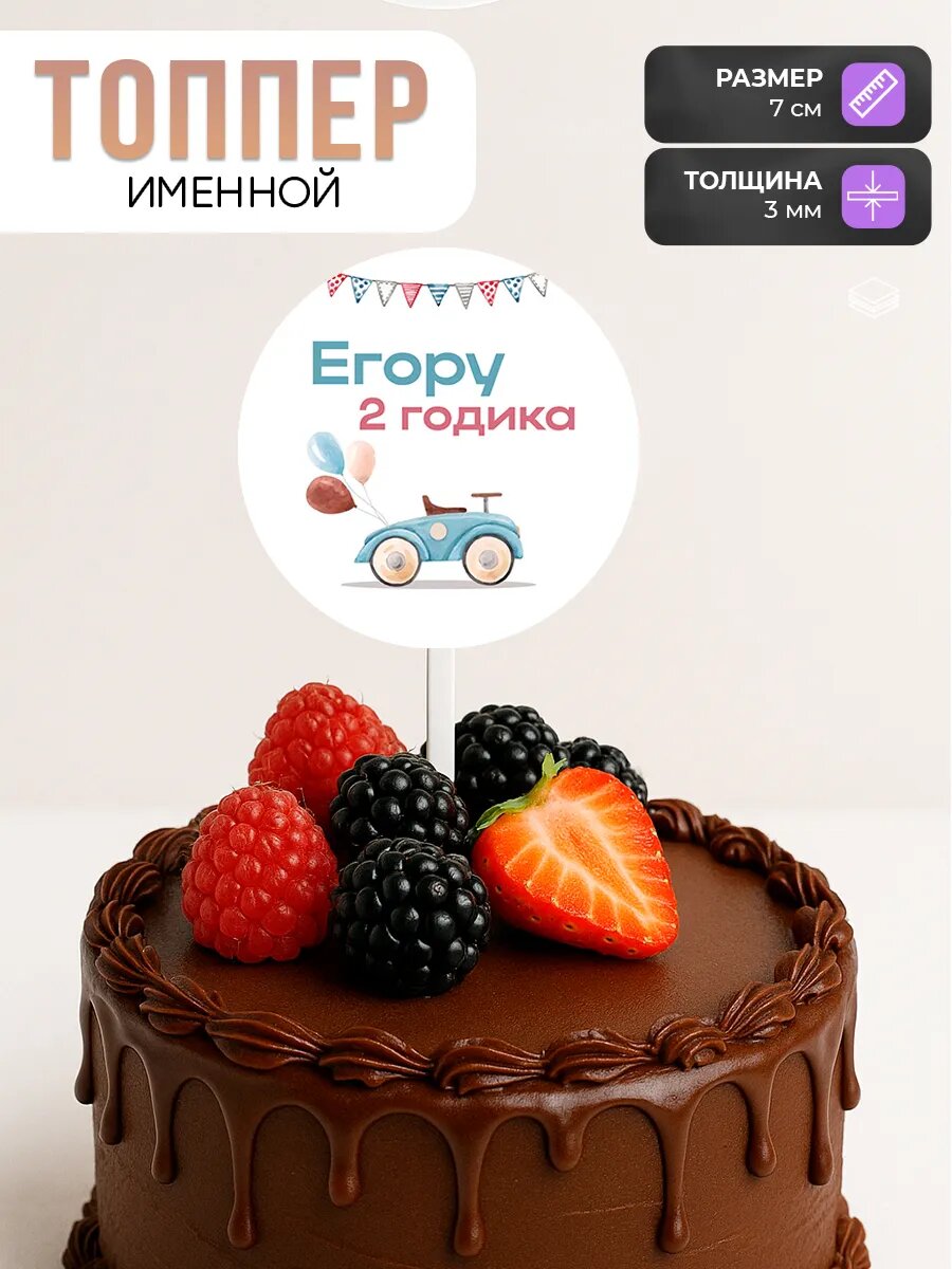 Топпер на торт именной Егору 2 годика