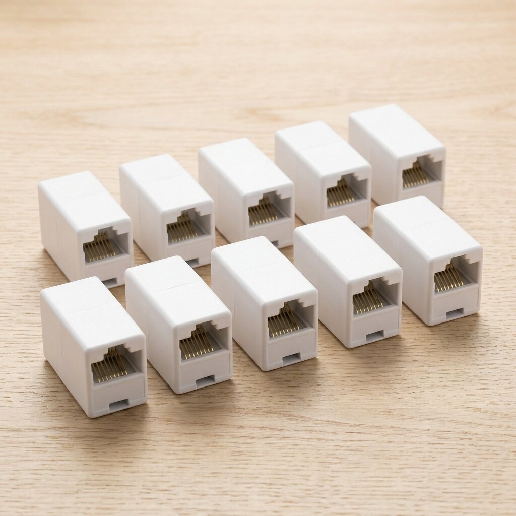 Сгонка, Коннектор, Переходник для Ethernet-кабелей RJ-45 RJ-45 "бочка". Сетевой соединитель. 10 шт.