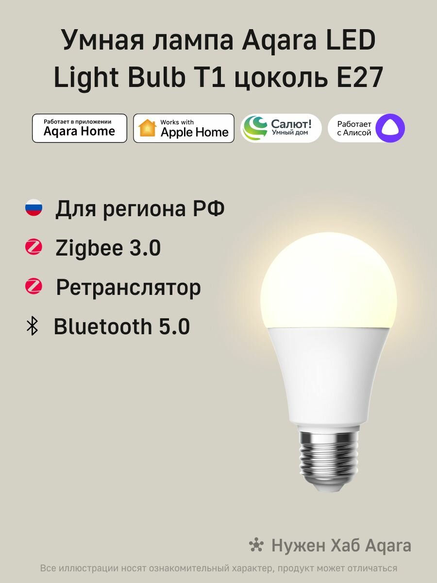 Умная лампа Aqara Light Bulb T1 E27 8.5Вт 806lm (LEDLBT1-L01)