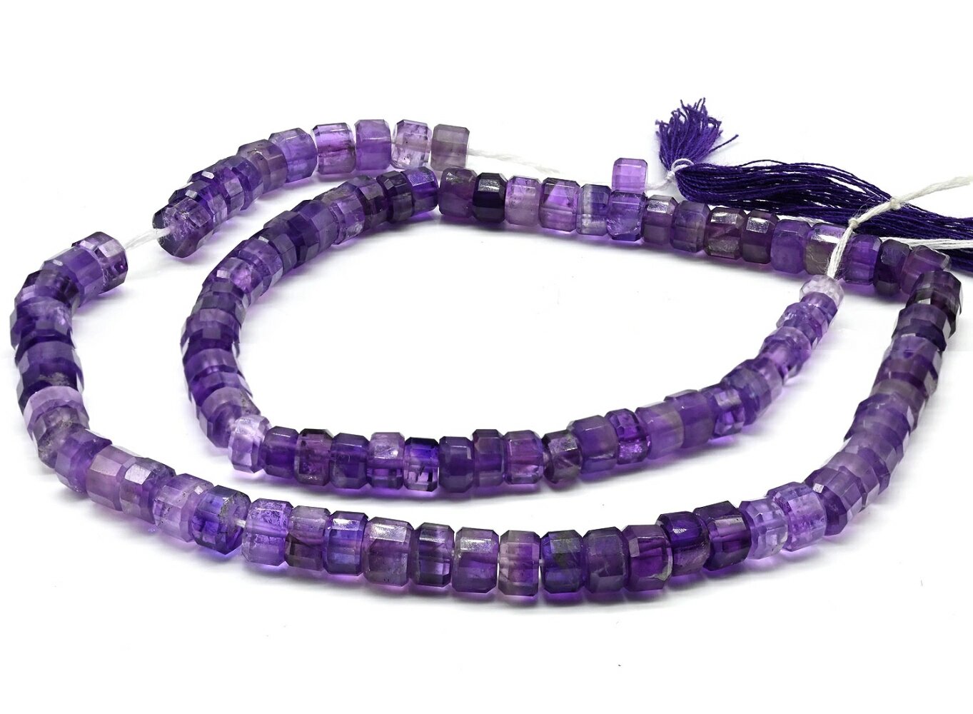 Бусины из аметиста диски на увеличение, 41см, 105 бусин, 27,1г
