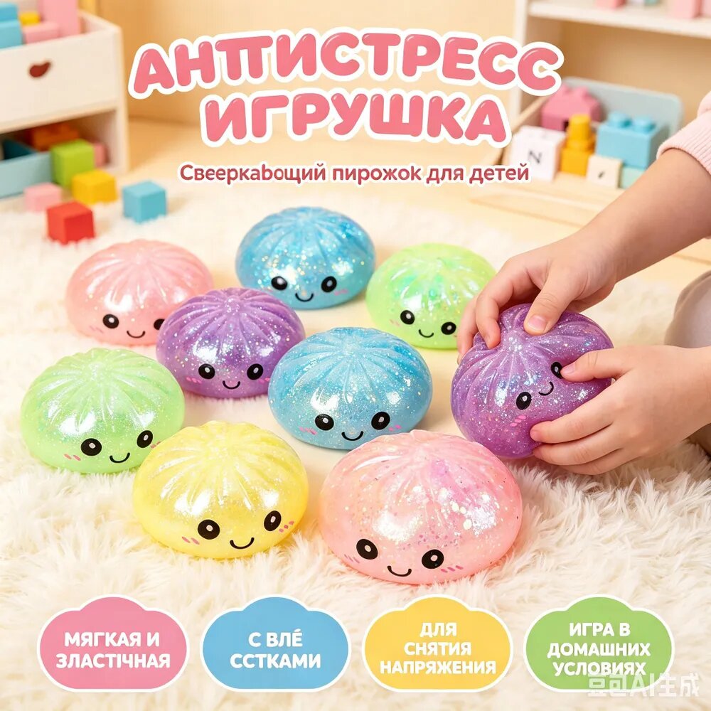 Игрушка-антистресс Dumpling, набор-сюрприз 2026 с 10 цветами, 2 штуки, случайный выбор, развивающая игрушка