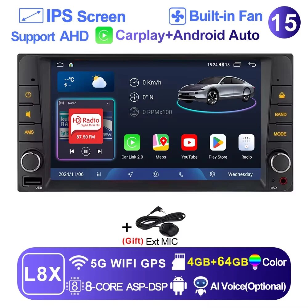 LEHX L6PRO 2 Din Android 14 авто радио мультимедиа для Toyota Corolla Vios Crown Knob L8X(4-64)