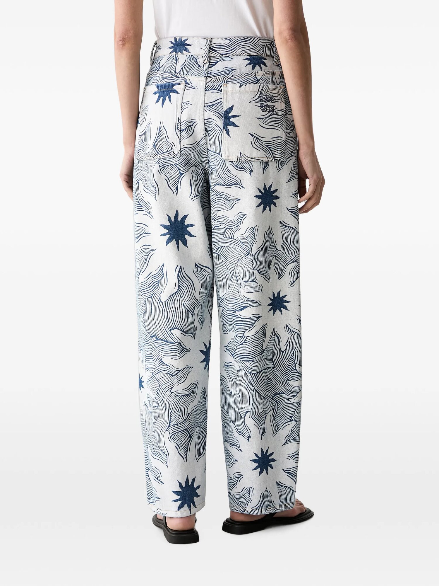Джинсы Never Fully Dressed Sun-print jeans, размер XL, бежевый/белый — фото 1