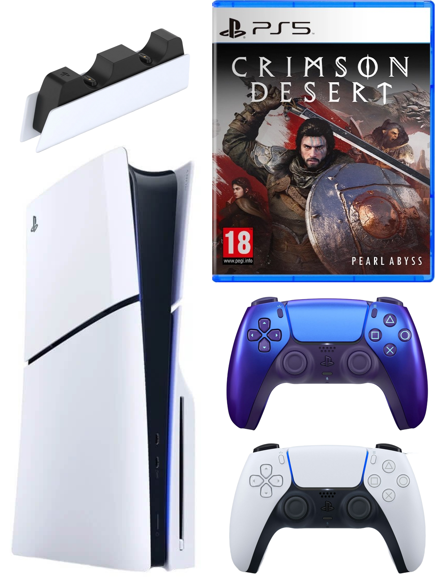 Игровая приставка Sony PS 5 Slim, 1ТБ(с дисководом)+2 геймпад+Зарядная станция+Crimson Desert(подробности в чате)
