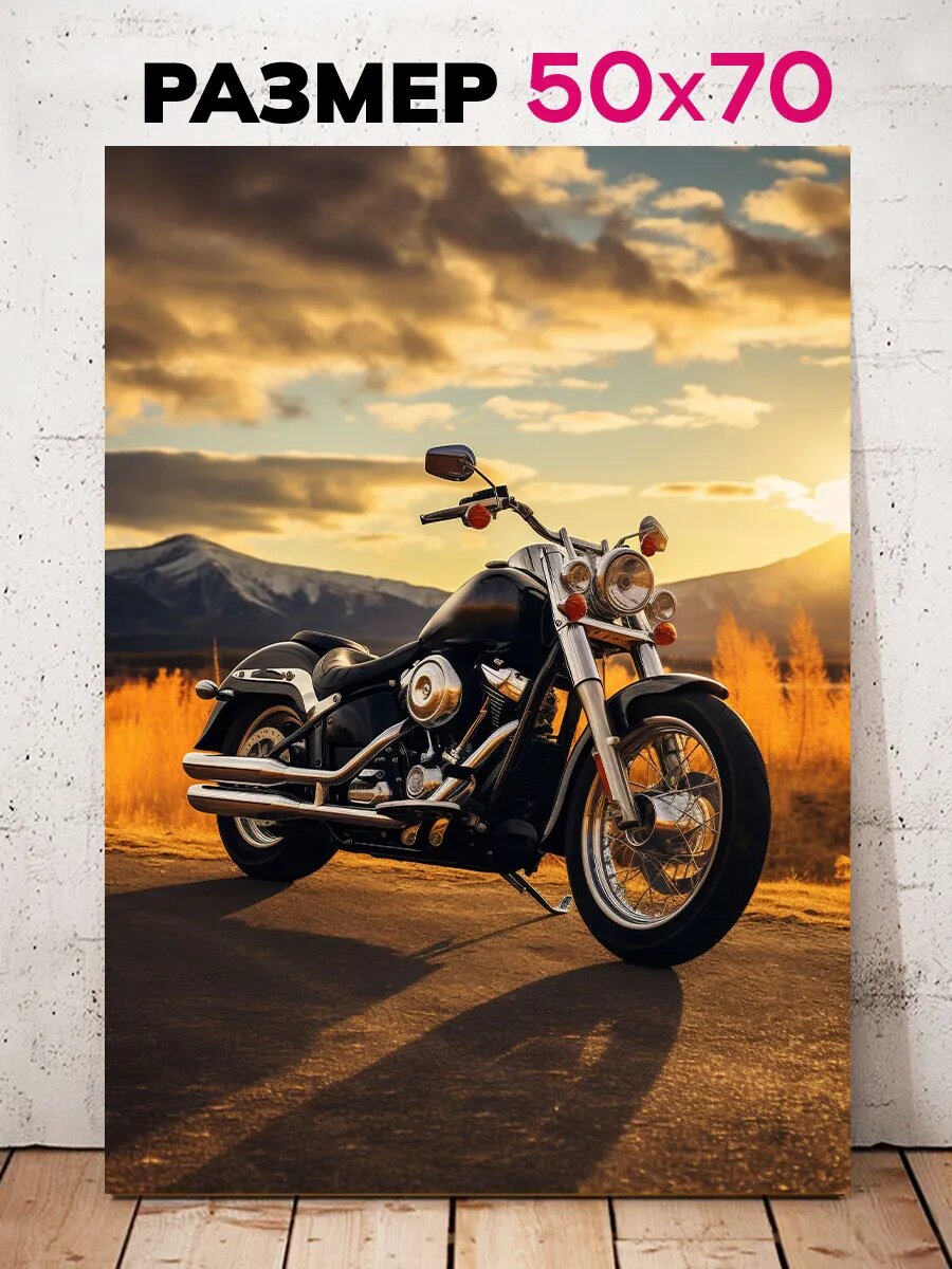 Картина на стену для дома Байк Харли Дэвидсон 50х70 см