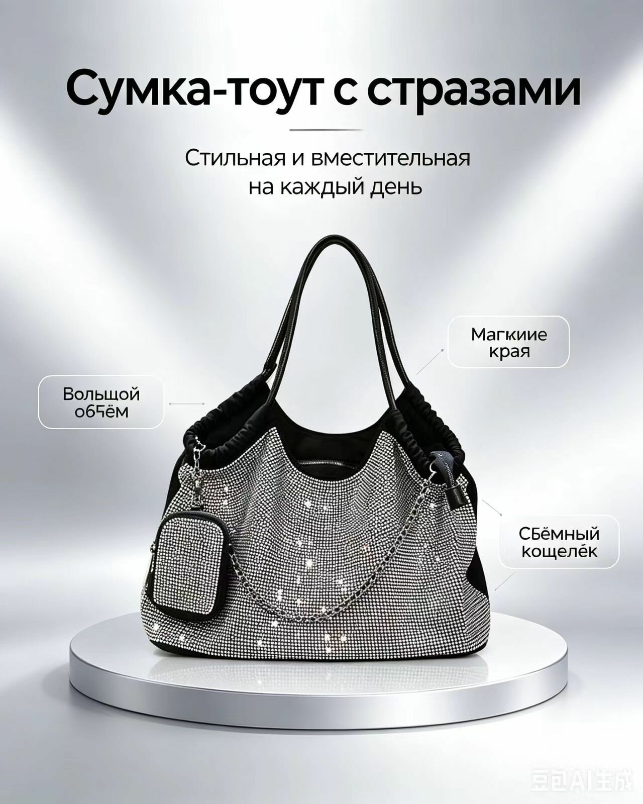 Сумка , серебро — фото 1