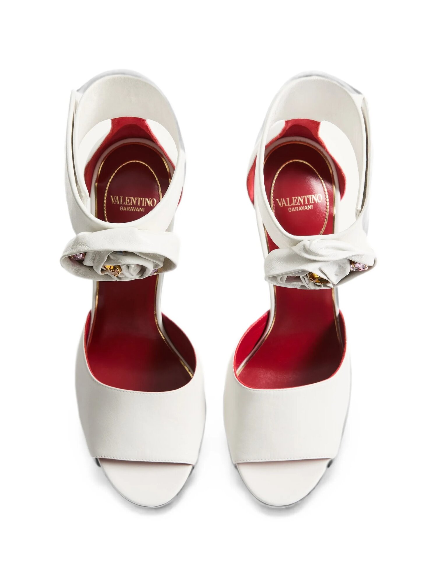 Босоножки Valentino Drip Rose 105, размер 39, бежевый/белый — фото 1