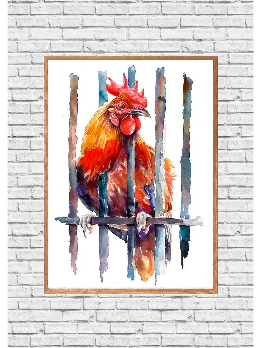 Петух-птица-преступник в тюрьме 2, Плакат 30x42см