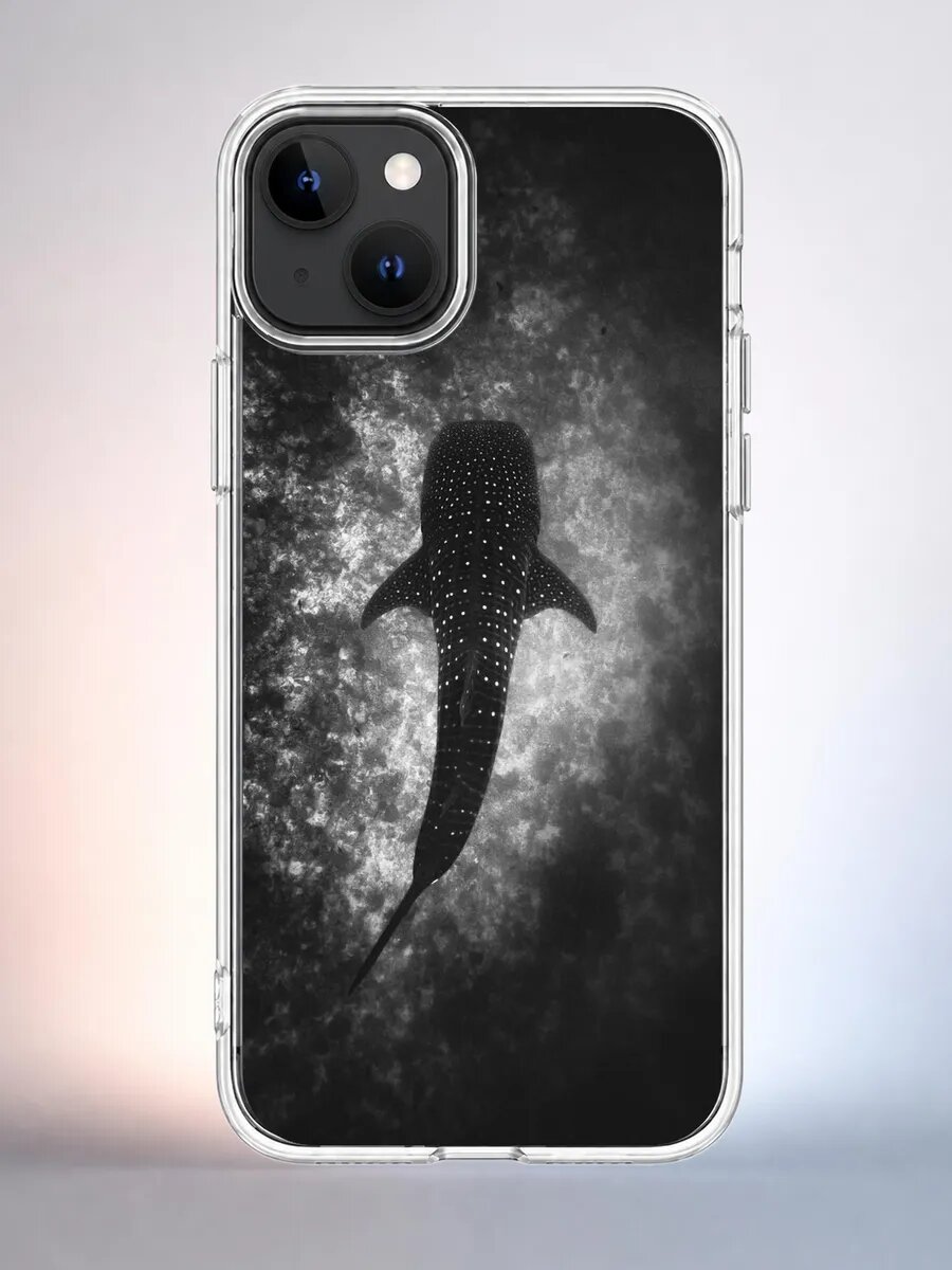 Чехол iPhone 13 китовая акула силиконовый прозрачный