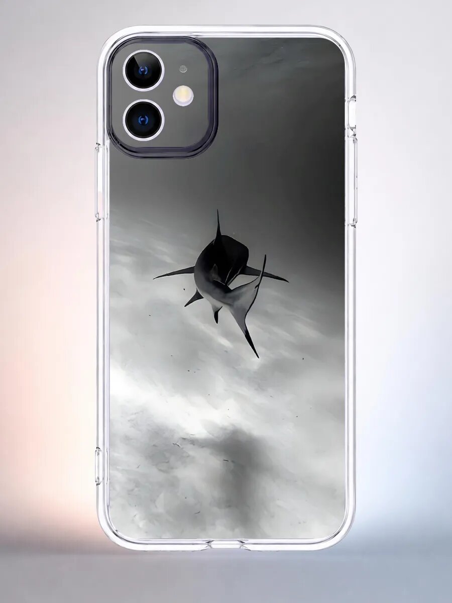 Чехол iPhone 11 акула снизу силиконовый прозрачный