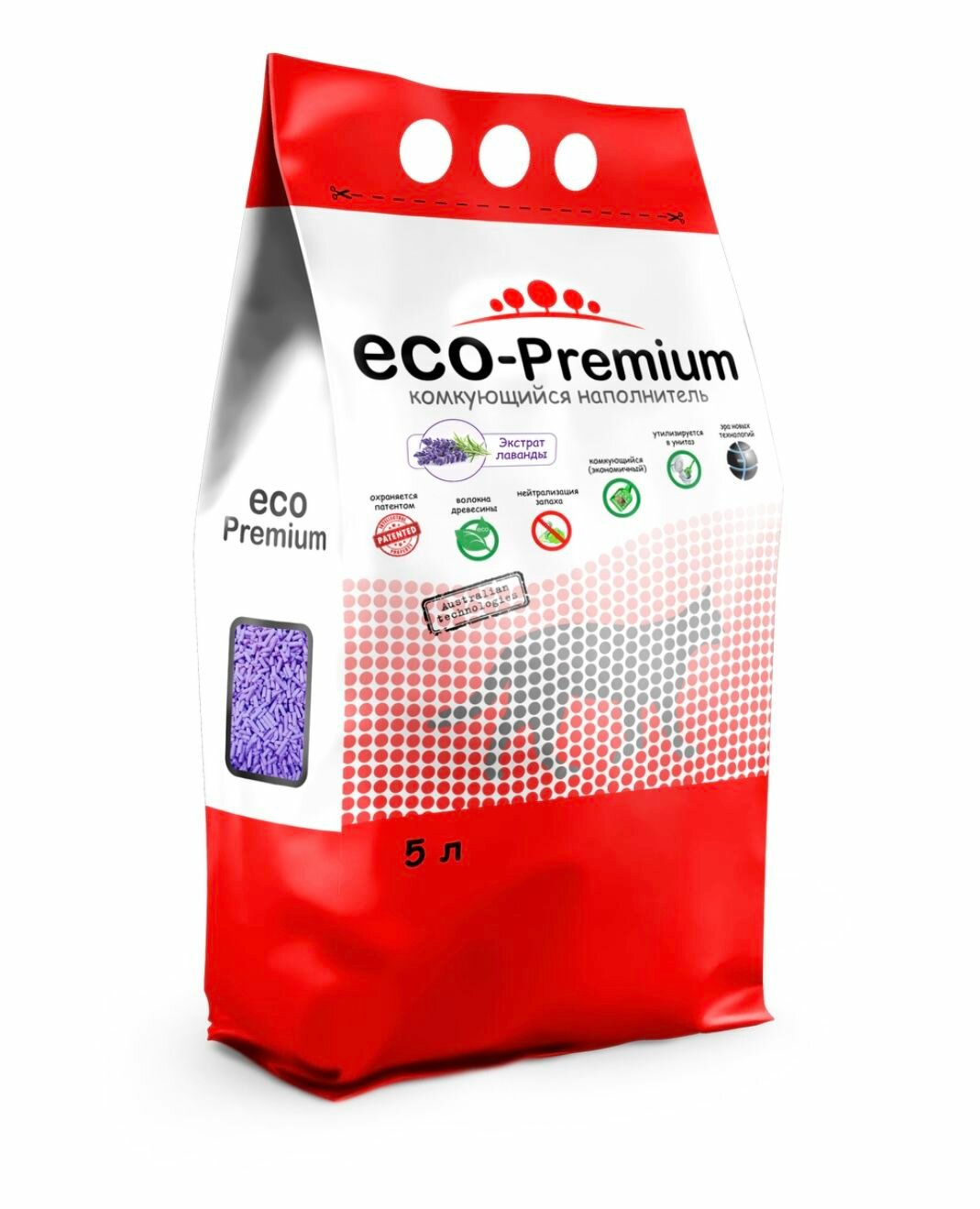 ECO-Premium Наполнитель Древесный Комкующийся Лаванда 1900г.