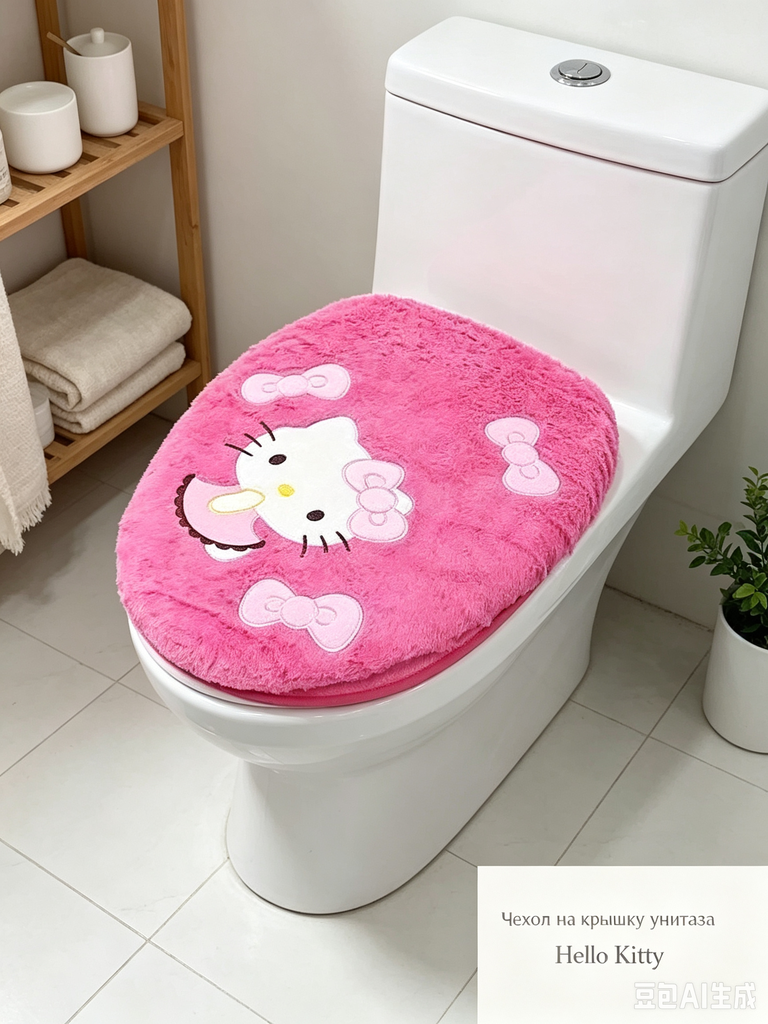 Чехол для сиденья унитаза, мини Hello Kitty, винно-красный, набор из двух предметов, для семейной ванной комнаты