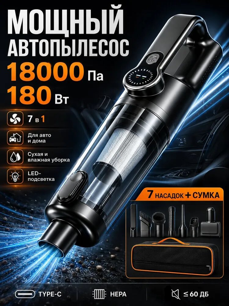 Пылесос Для Автомобиля Беспроводной Ручной Мощный, Для Салона Машины И Дома