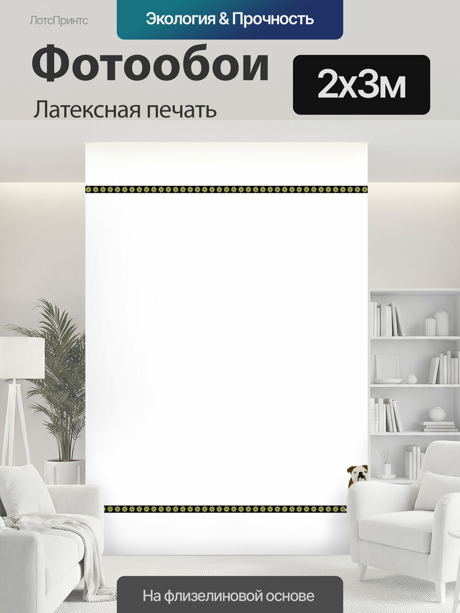 Фотообои моющиеся ударопрочные "Простой кадр простой кадр с британской бульдог просто рамка пустой квадратные деко декоративные элемент британский бульдог" 200x300 см. латексная печать